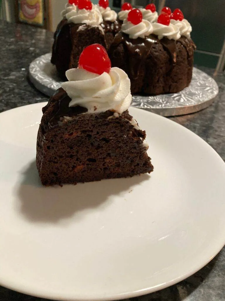 Easy Black Forest Bundt Cake (doctored cake mix) - Out of the Box Baking
